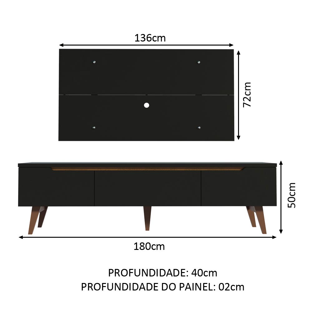 Rack Madesa Reims e Painel para TV até 55 Polegadas 2 Portas e 1 Gaveta ...